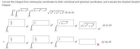 solved convert the integral from rectangular coordinates to