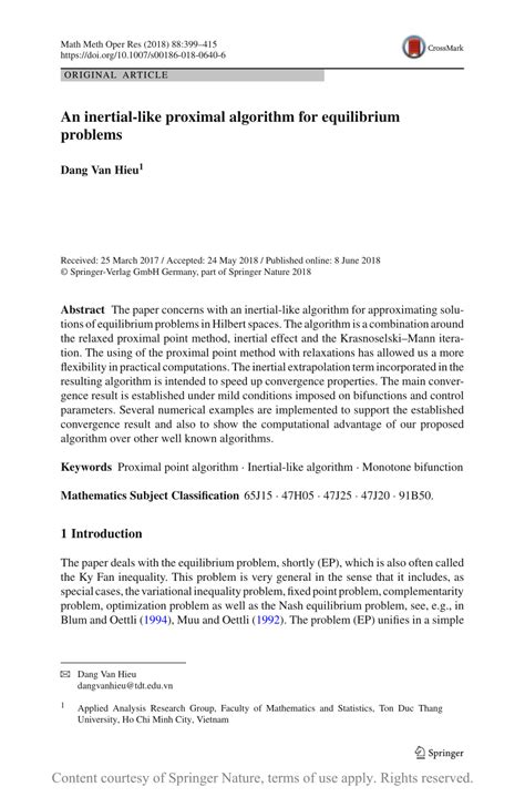 an inertial like proximal algorithm for equilibrium problems request pdf