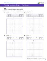 GCSE Maths Revision Plotting Quadratic Graphs Worksheet For Course
