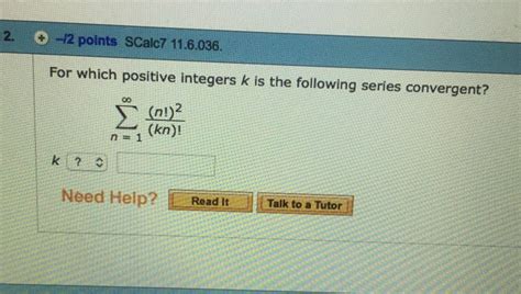 solved for which positive integers k is the following series