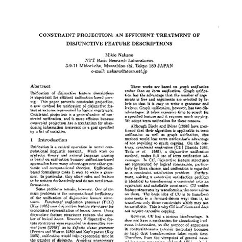constraint projection an efficient treatment of disjunctive feature descriptions acl anthology