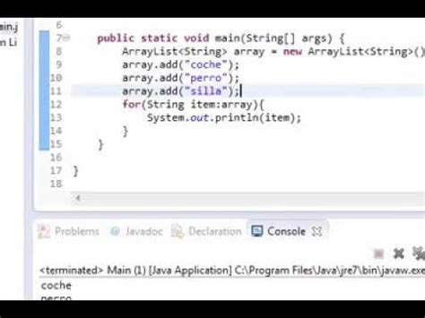 Tutoriales Java Crear ArrayList añadir objetos y mostrarlos por