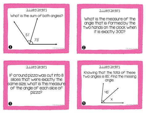4th Grade Adding Angles Task Cards Adding Angles Math Center