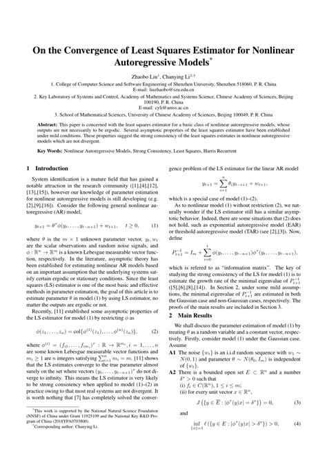 pdf on the convergence of least squares estimator for nonlinear autoregressive models