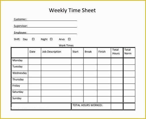 Free Printable Bi Weekly Timesheet Template Of 22 Weekly Timesheet