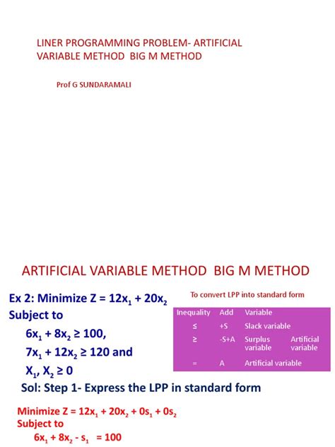 lpp big m method pdf linear programming mathematical optimization