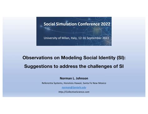pdf observations on modeling social identity si in agent based simulations presentation at