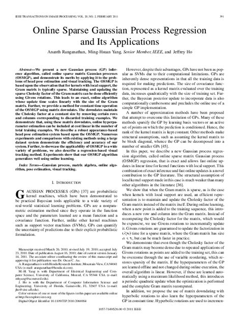 pdf online sparse gaussian process regression and its applications ananth ranganathan