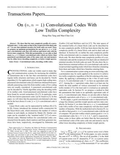 on [n n 1] convolutional codes with low trellis complexity