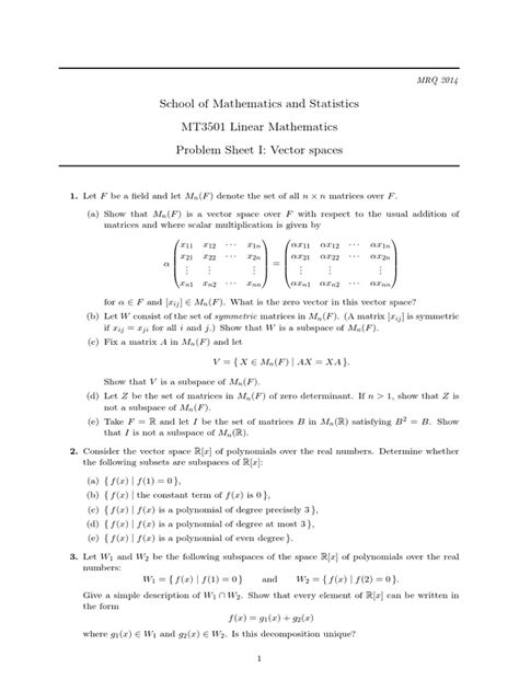 4 show that pdf linear subspace matrix mathematics