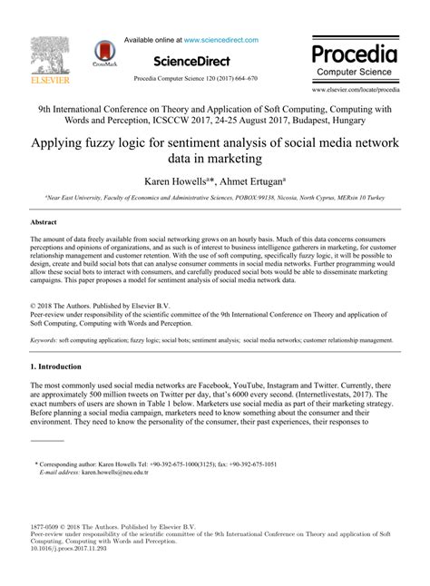 pdf applying fuzzy logic for sentiment analysis of social media network data in marketing