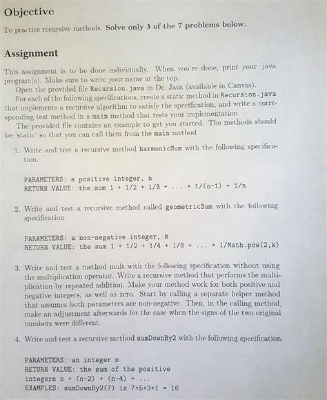 solved objective to practice recursive methods solve only 3