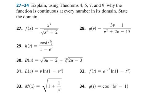 solved 27 34 explain using theorems 4 5 7 and 9 why the function is 1 answer