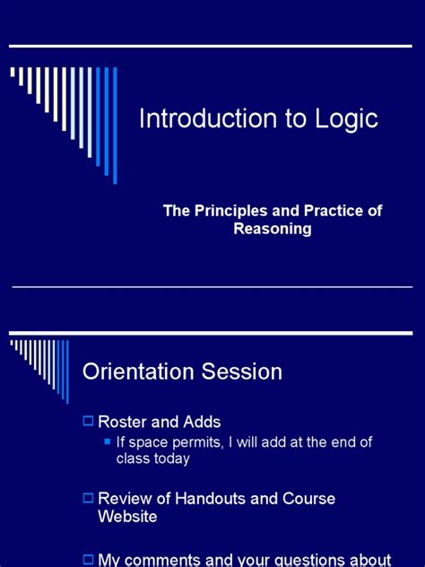 introduction to logic an orientation to reasoning and the key concepts and assignments in