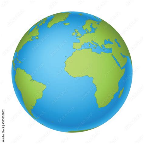 Earth Globe World Map With Continents On Planet Earth Vector
