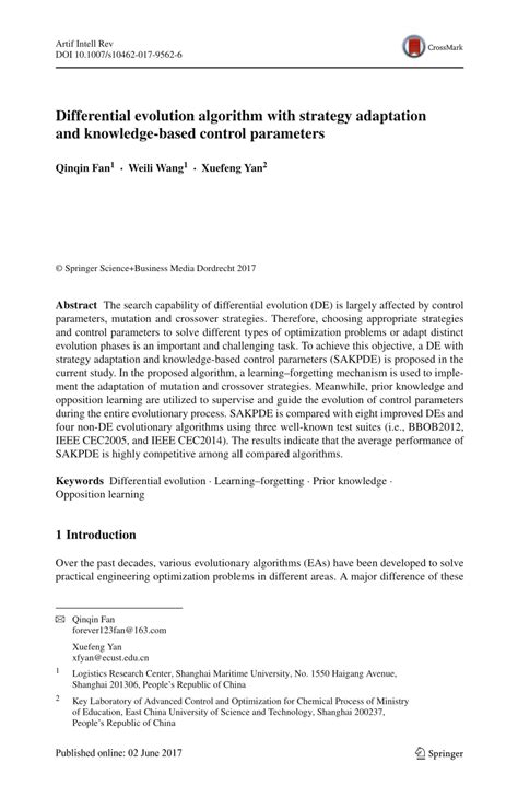 pdf differential evolution algorithm with strategy adaptation and knowledge based control