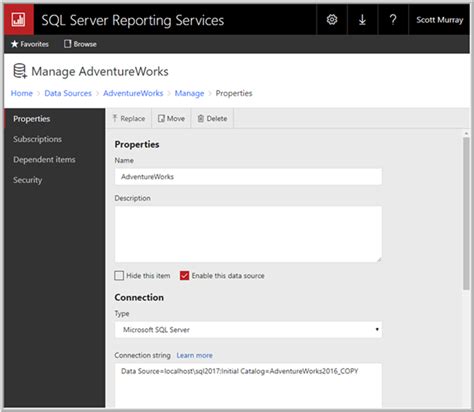 SQL Server Reporting Services SSRS 2017 Data Sources