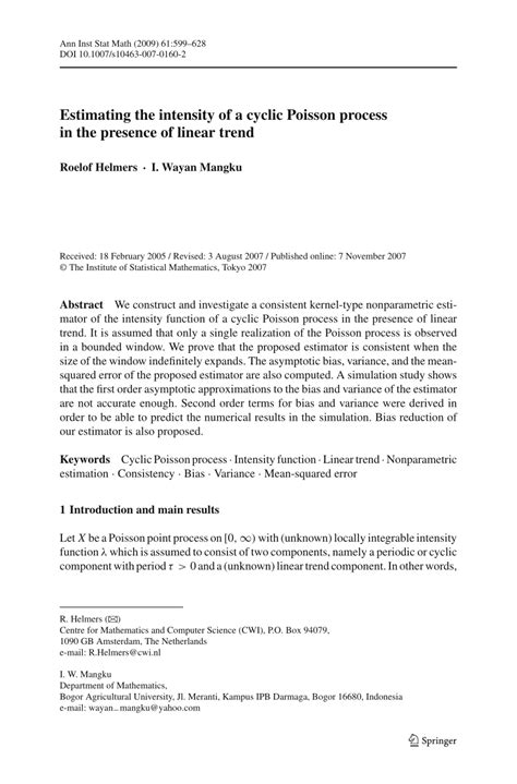 pdf estimating the intensity of a cyclic poisson process in the presence of linear trend
