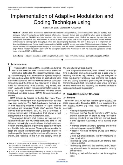 implementation of adaptive modulation and coding technique using pdf modulation wi max
