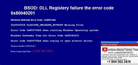 Remove BSOD DLL Registery Failure The Error Code 0x80040201 Pop Ups