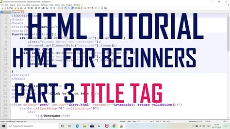 Html Tutorials For Beginners Html Title Tag Website Title Web