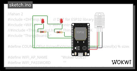 monitoring suhu dan kelembaban dengan dht22 esp32 blynk iot v2 lahan 2 wokwi arduino and