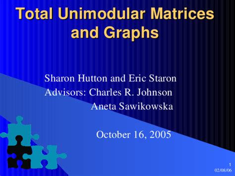 pdf total unimodular matrices and graphs eric staron