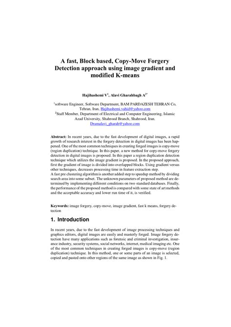 pdf a fast block based copy move forgery detection approach using image gradient and