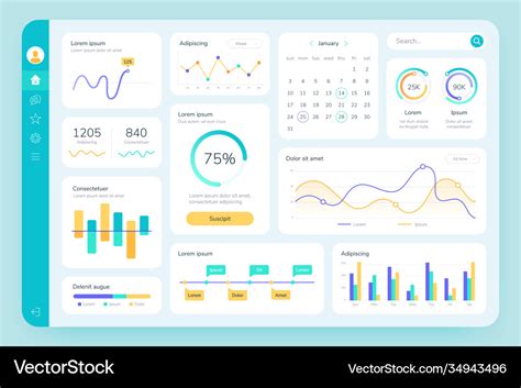 Dashboard Ui Simple Data Software Chart And Hud Vector Image