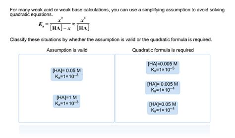 solved for many weak acid or weak base calculations you can