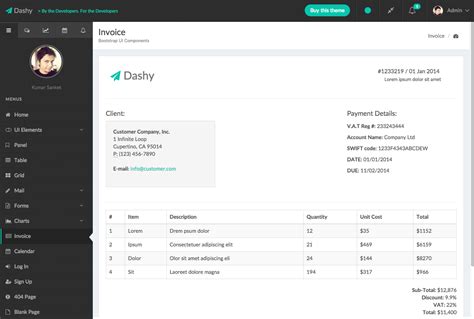 angular 6 invoice template