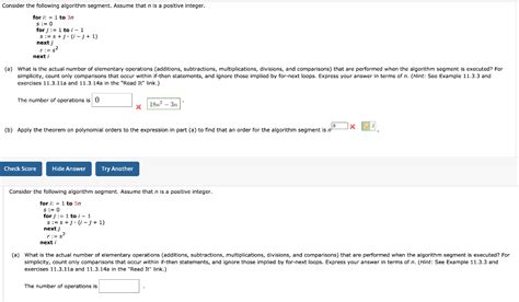 solved consider the following algorithm segment assume that