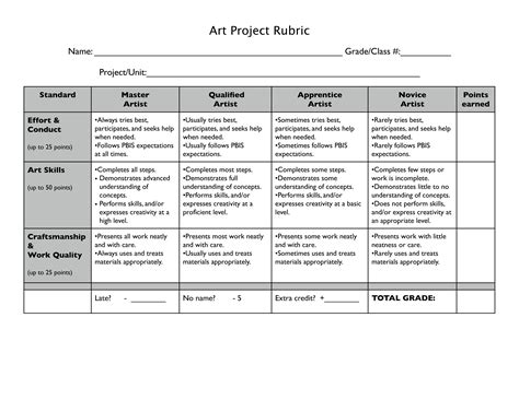 Printable Art Rubric