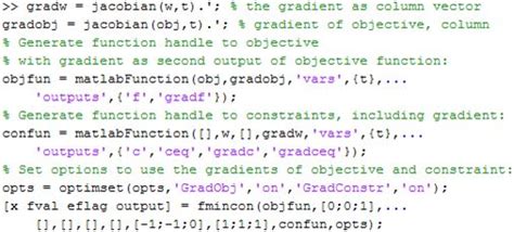 optimization using symbolic derivatives matlab and simulink