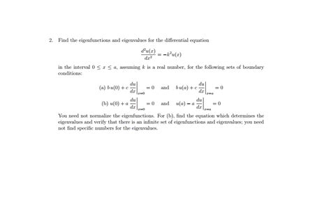 solved 2 find the eigenfunctions and eigenvalues for the
