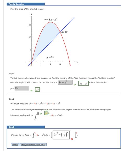 solved tutorial exercise find the area of the shaded region