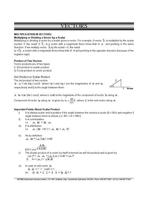 vectors dot product or scalar product pdf euclidean vector scalar mathematics