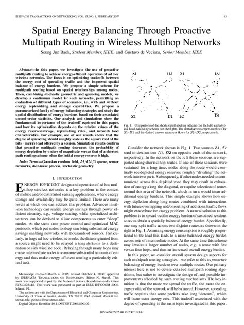 pdf spatial energy balancing through proactive multipath routing in wireless multihop networks