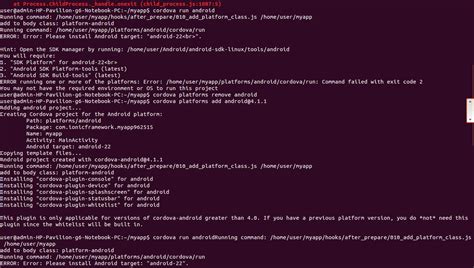android error while executing an app in cordova stack overflow