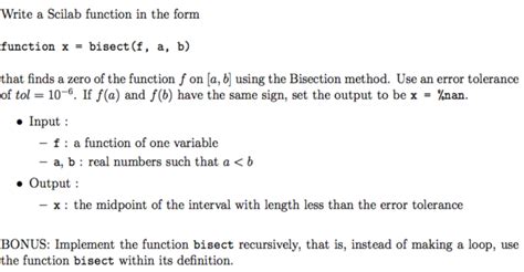 solved write a scilab function in the form function x