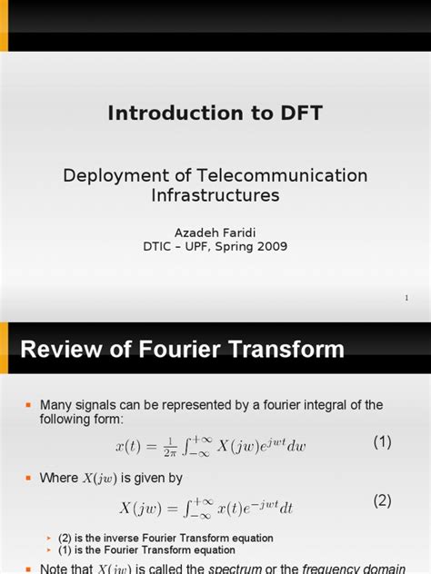 introduction to dft deployment of telecommunication infrastructures pdf discrete fourier