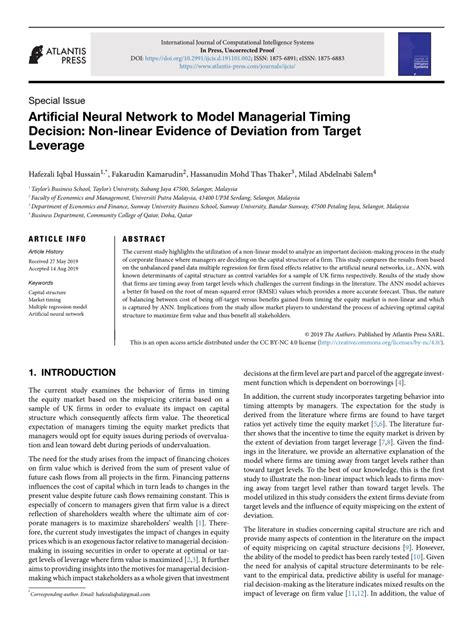 pdf artificial neural network to model managerial timing decision non linear evidence of