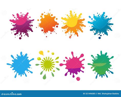 Colorful Ink Spots Set Splash Splatter Abstract Shape Stock Vector