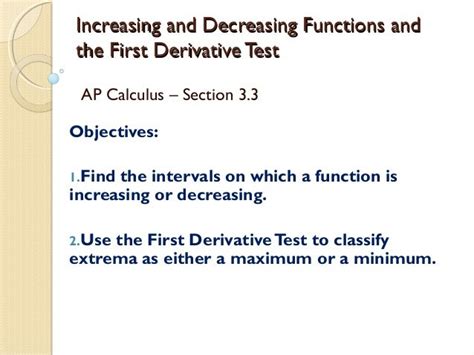 increasing and decreasing functions ap calc sec 3 3