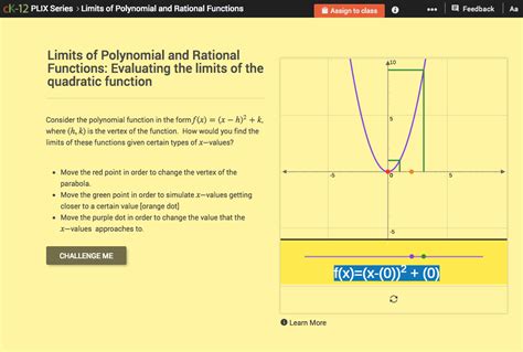 limits of polynomial and rational functions evaluating the limits of the quadratic function