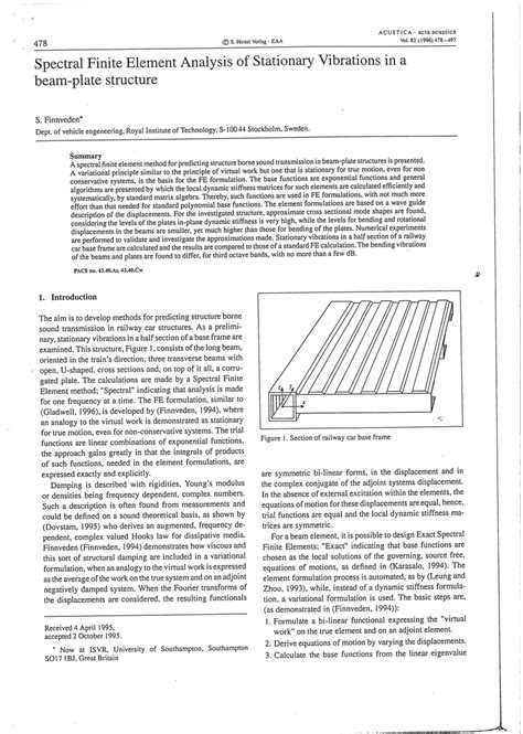 pdf spectral finite element analysis of stationary vibrations in a beam plate structure