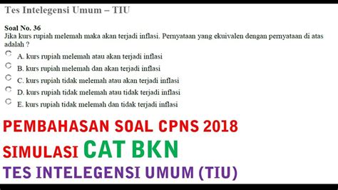 Pembahasan Soal Tes Cpns 2018 Tes Intelegensi Umum Tiu Youtube