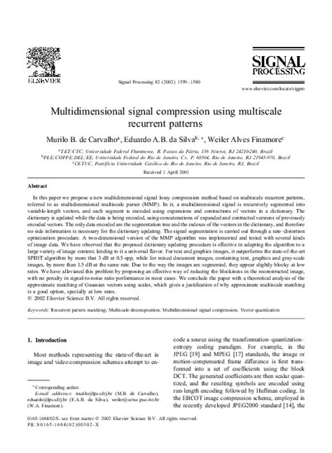 pdf multidimensional signal compression using multi scale recurrent patterns with smooth side
