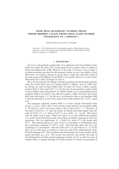 pdf some real quadratic number fields whose hilbert 2 class fields have class number congruent