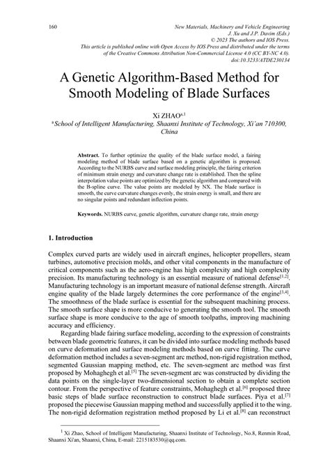 pdf a genetic algorithm based method for smooth modeling of blade surfaces